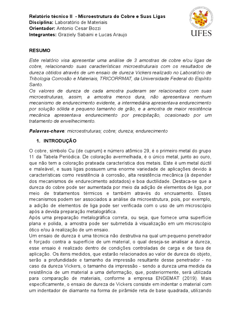 Lab Mat 2 | PDF | Dureza | Cobre