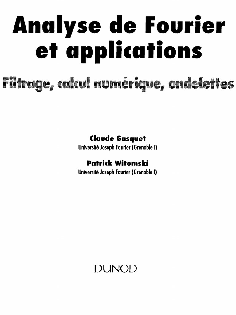 6-Analyse de Fourier et applications _ Filtrage, calcul numérique | PDF
