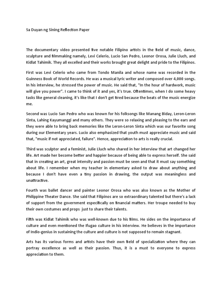 Reflection_Sa Duyan ng Sin-WPS Office | PDF | Entertainment