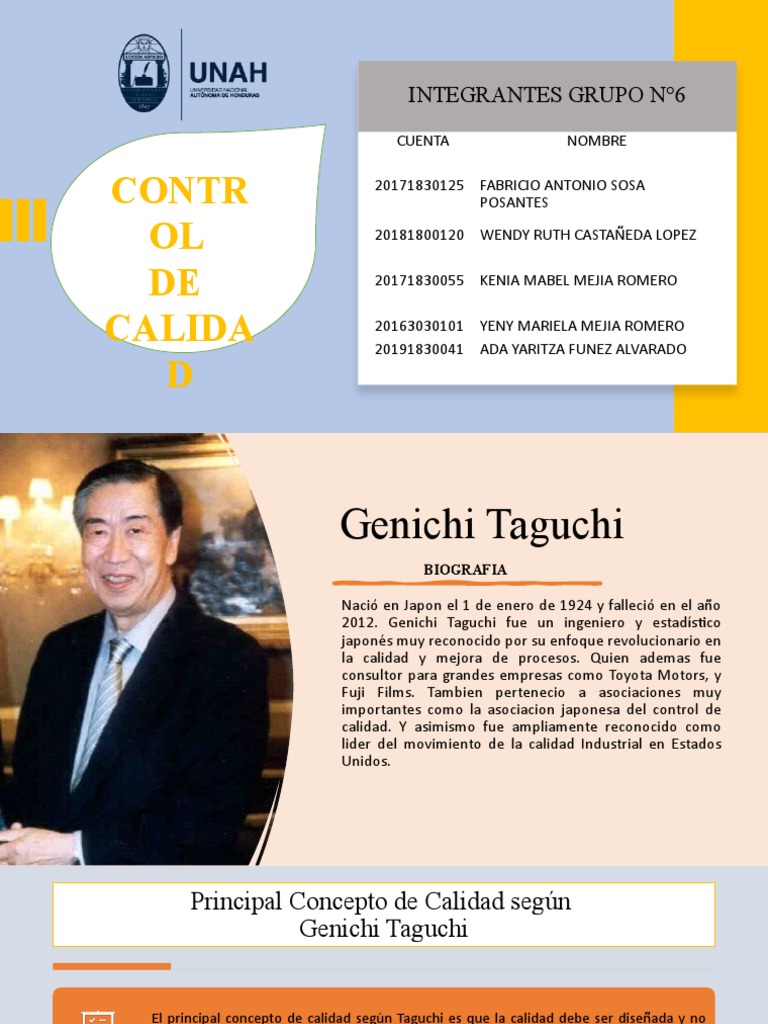 Grupo N°6 Genichi Taguchi | PDF | Función de pérdida | Calidad (comercial)