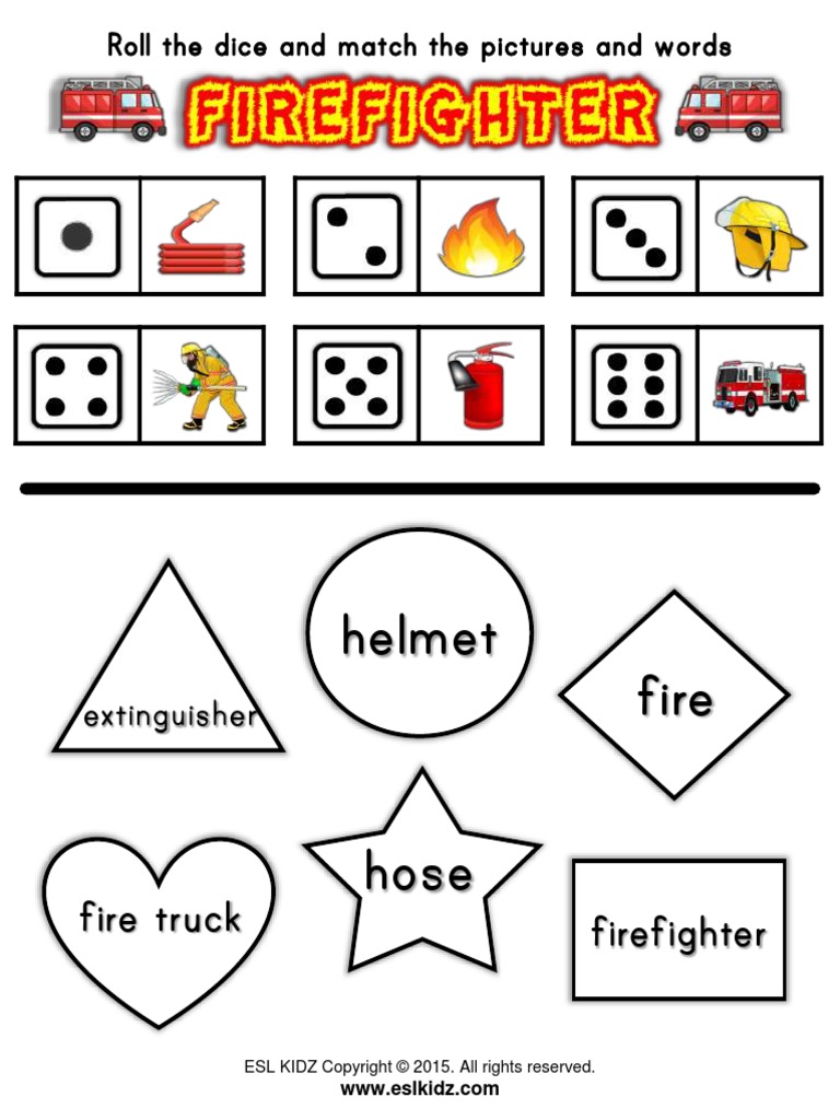 firefighters_dice_shape_game worksheet | PDF | Vocabulary | Cognitive ...