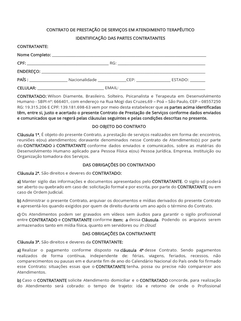 CONTRATO DE PRESTAÇÃO DE SERVIÇOS EM | PDF | Business