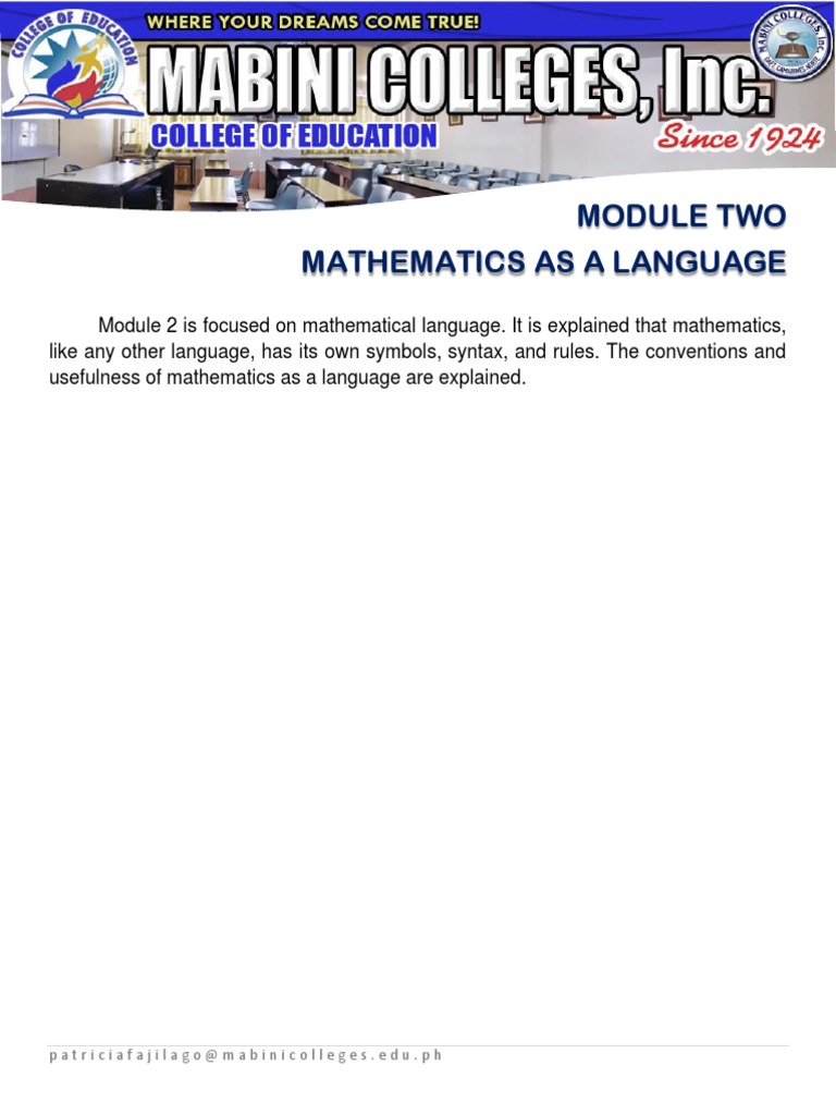 Lesson 1 - Mathematical Language and Symbols | PDF | Mathematics ...