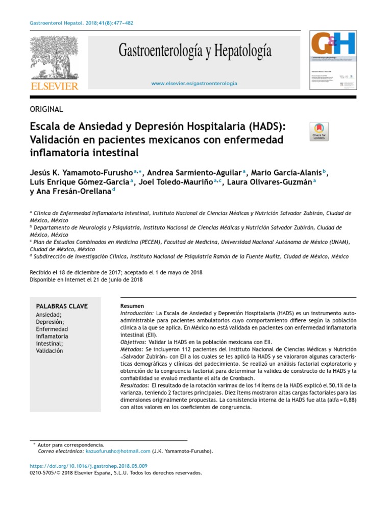 HADS Validacion Mexico | PDF | Enfermedades y trastornos humanos ...