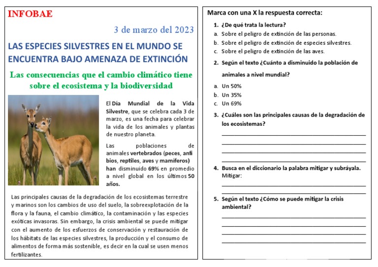 Lectura de Los Ecosistemas | PDF | Especie en peligro | Extinción