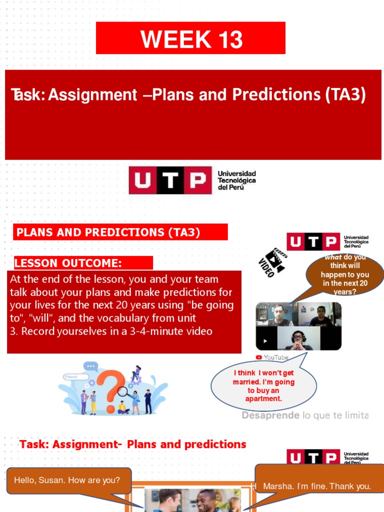 Pre Grado Week 13 - Task Assignment - Plans and Predictions | PDF | English Language | Applied ...