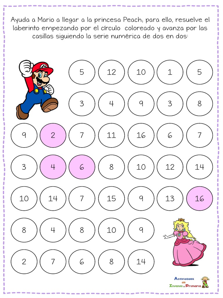 Laberintos Numericos de 2 en 2 Super Mario | PDF | Mario | Franquicias ...