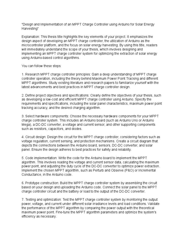 MPPT Design With Arduino | PDF | Power Supply | Electrical Engineering