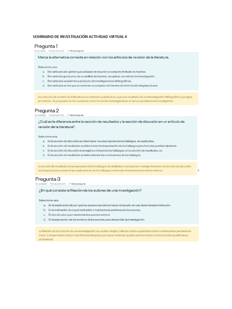Seminario de Investigación Actividad Virtual 4 | PDF