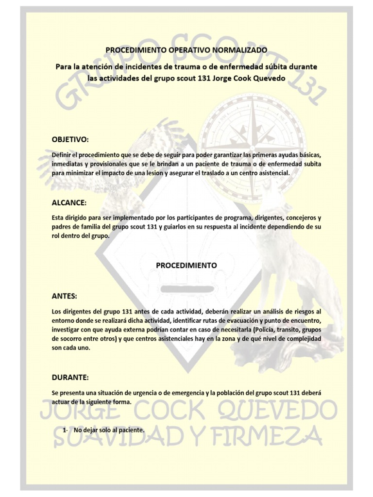 Procedimiento Operativo Normalizado | PDF | Medicina CLINICA | Especialidades Medicas