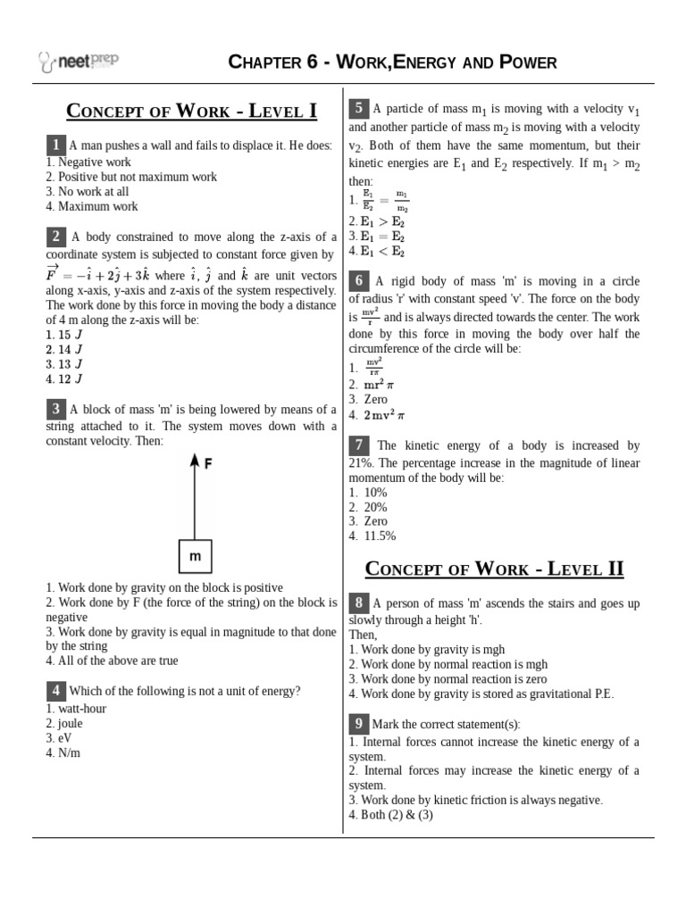 Chapter 6 - Work, Energy and Power | PDF | Force | Potential Energy