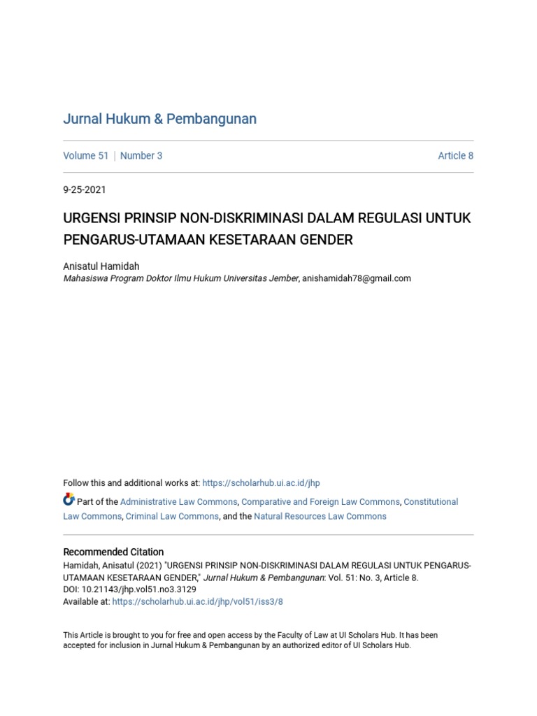 Urgensi Prinsip Non-Diskriminasi Dalam Regulasi Untuk Pengarus-Ut | PDF ... Urgensi Prinsip Non-Diskriminasi Dalam Regulasi Untuk Pengarus-Ut | PDF ...