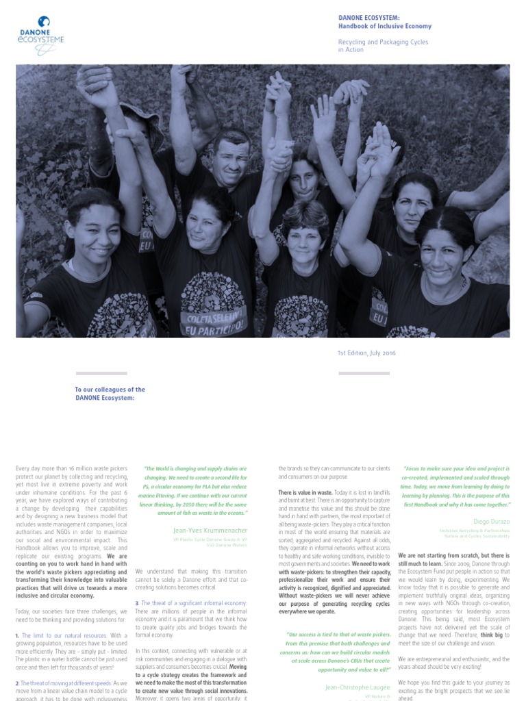 Danone Ecosystem Fund Handbook On Inclusive Economy | PDF | Startup ...