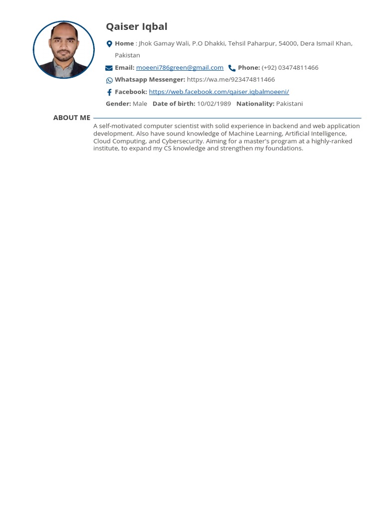 CV - Qaiser Iqbal | PDF