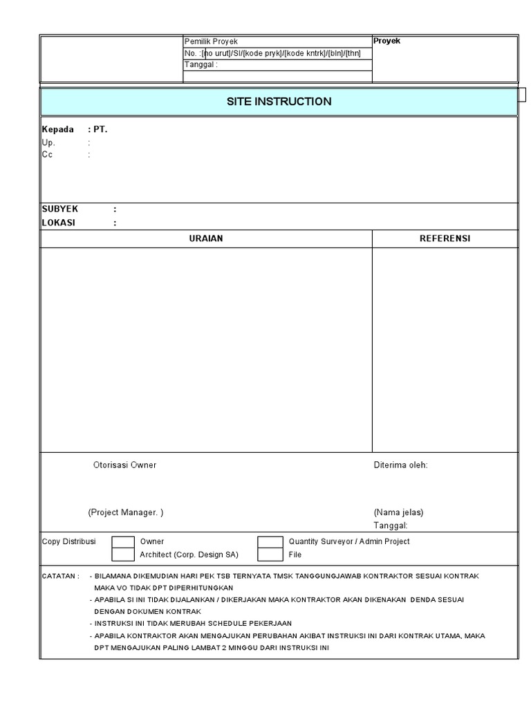 Form Site Instruction | PDF