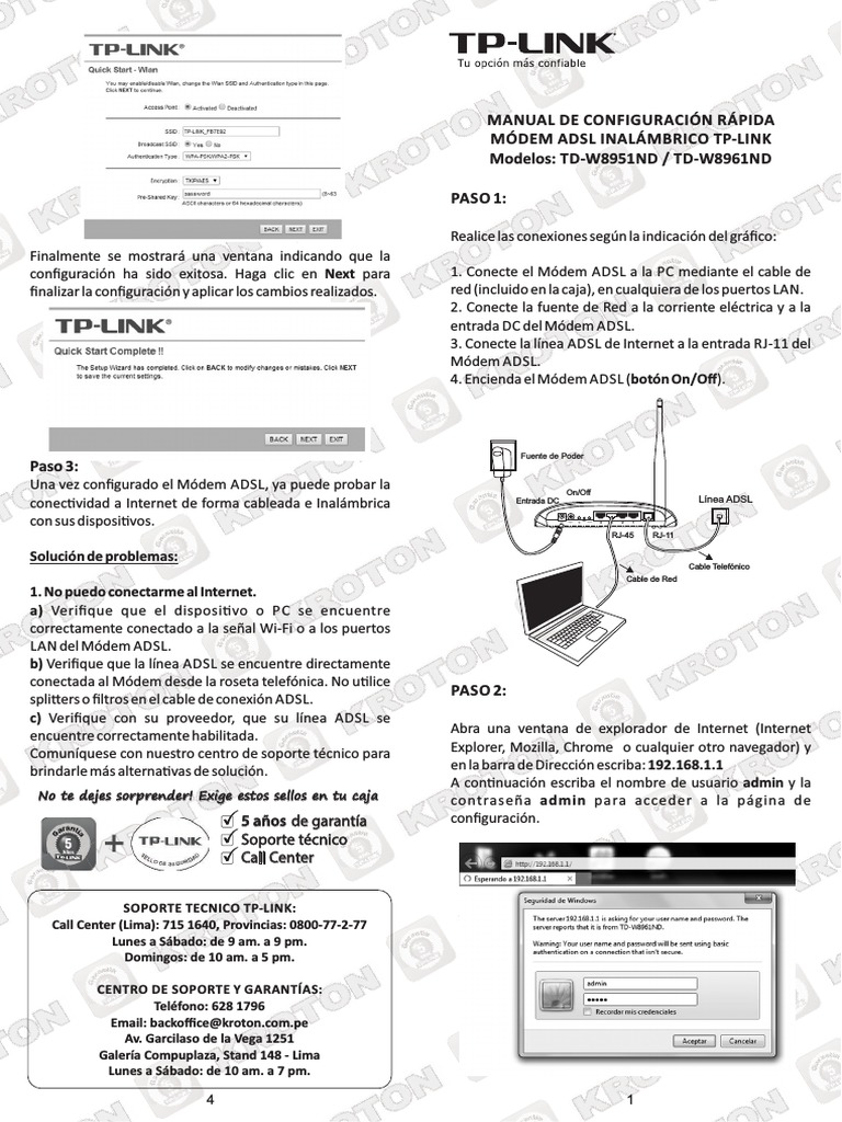 Configuración Rápida Módem TP-LINK | PDF | Módem | Internet