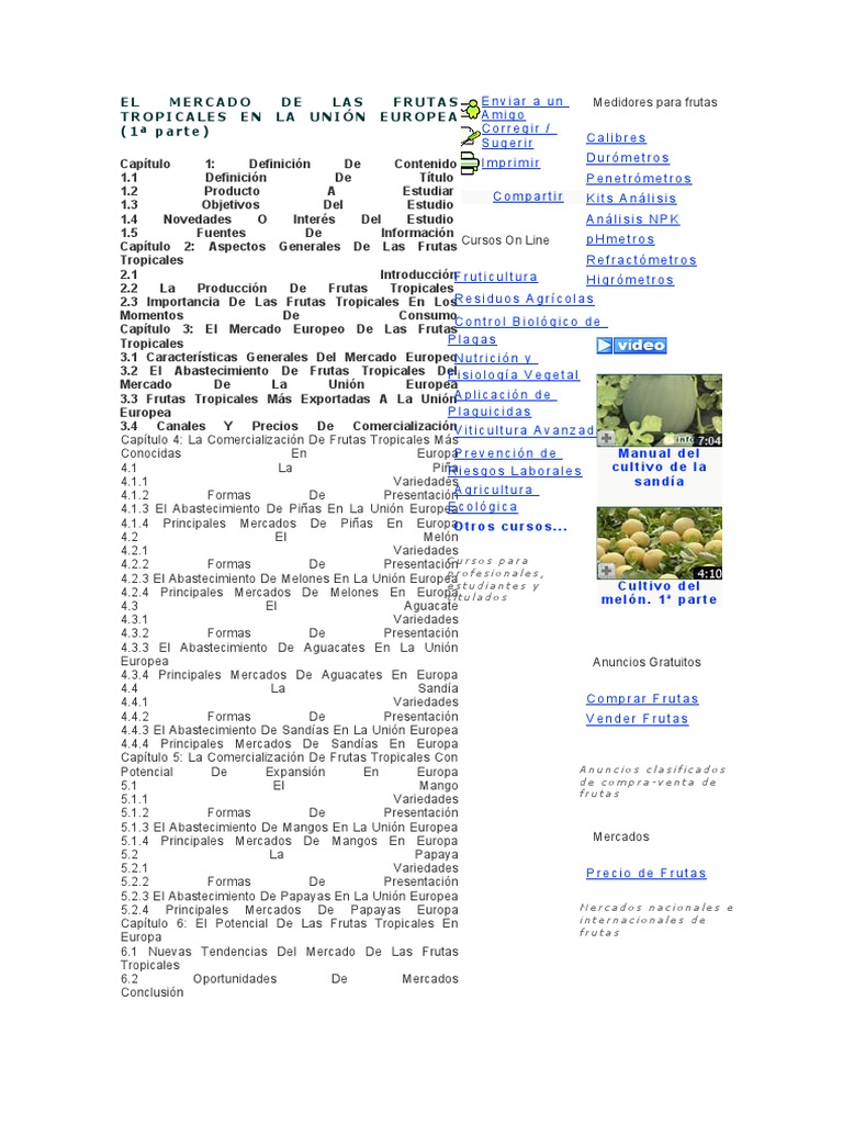 El Mercado de Las Frutas Tropicales en La Unión Europea | PDF | Fruta ...