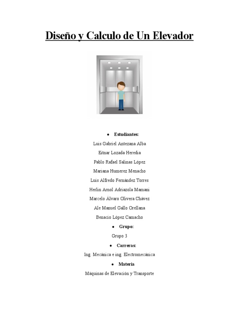 Calculo de Un Ascensor | PDF | Engranaje | Ingeniería mecánica