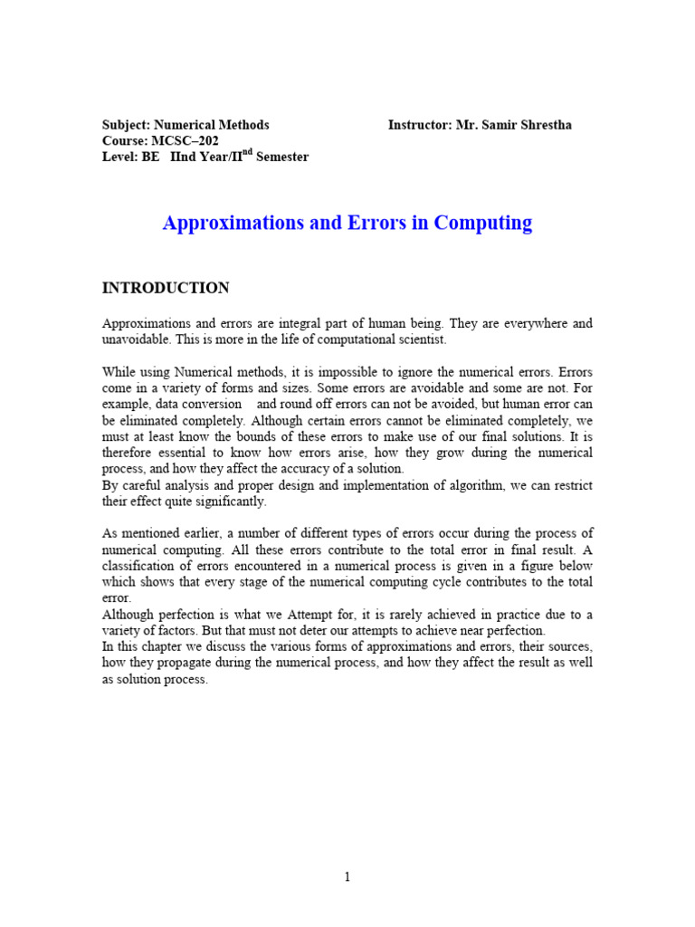 Approximations And Errors Pdf Significant Figures Accuracy And 6293