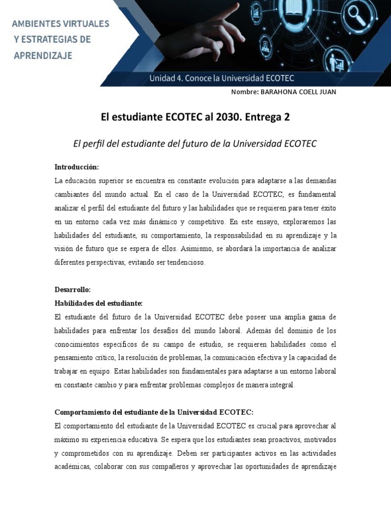 Barahona - Coello - Juan - Avea - Ai2 | PDF | Aprendizaje | Comportamiento