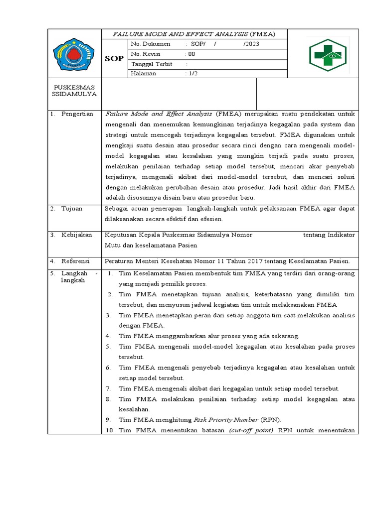 Sop Fmea | PDF