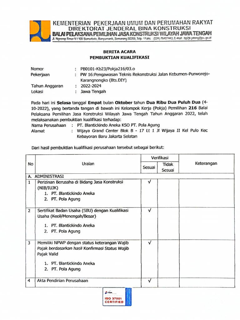 Berita Acara PW 16 | PDF