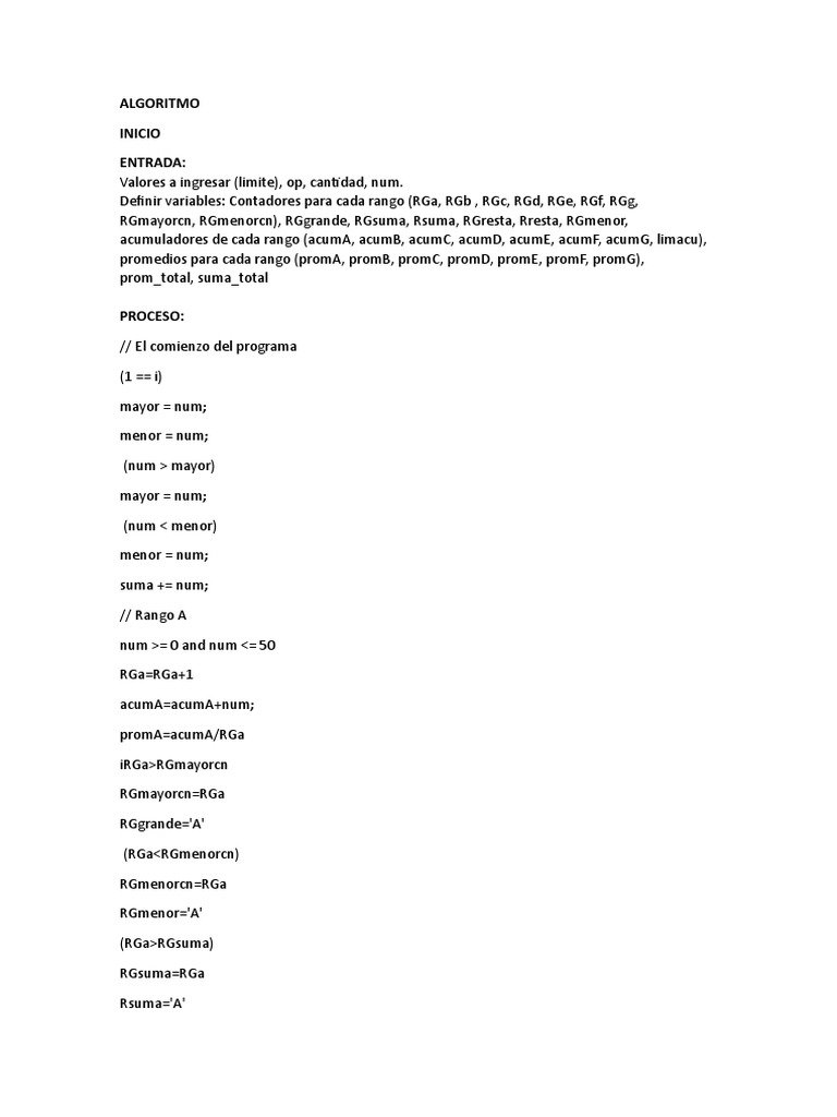 Algoritmo Numero de Rangos-2 | PDF | Matemáticas Aplicadas | Algoritmos
