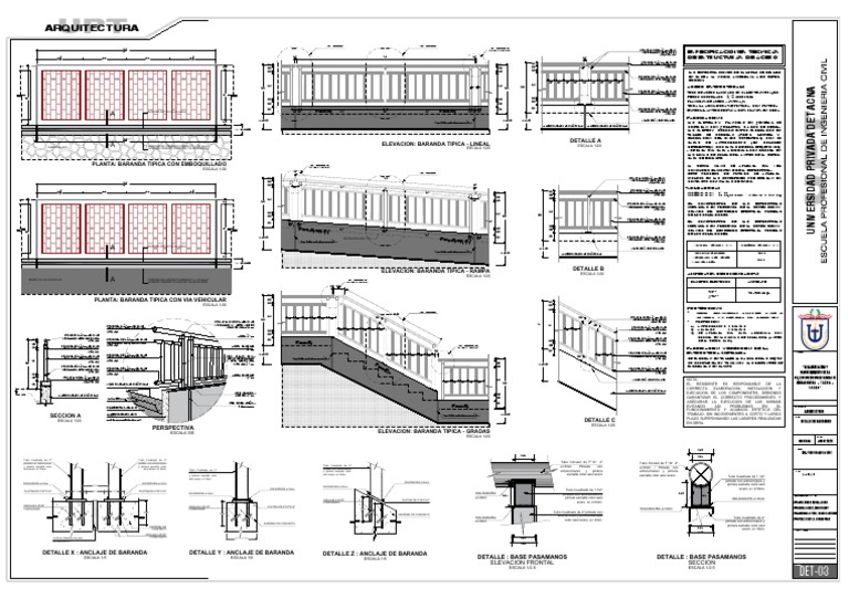 Det-3 Detalle de Barandas Este Si A1 Ext | PDF | Ingeniería estructural ...