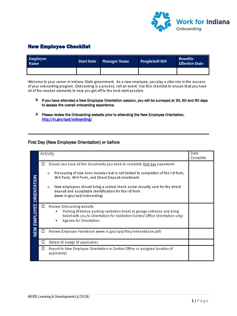 New Employee Onboarding Checklist | PDF | Organizational Behavior ...