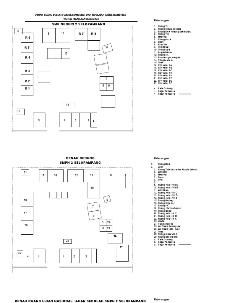 Denah Gedung SMP Negeri 2 Selopampang | PDF
