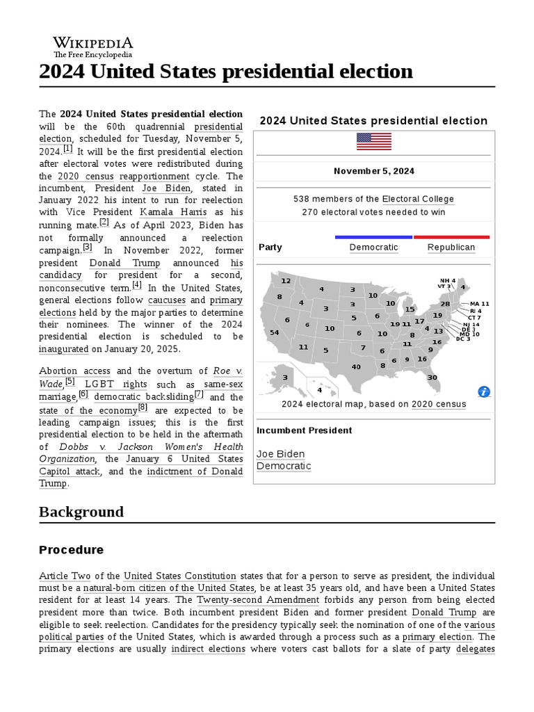 2024 United States Presidential Election | PDF | Government | Politics ...