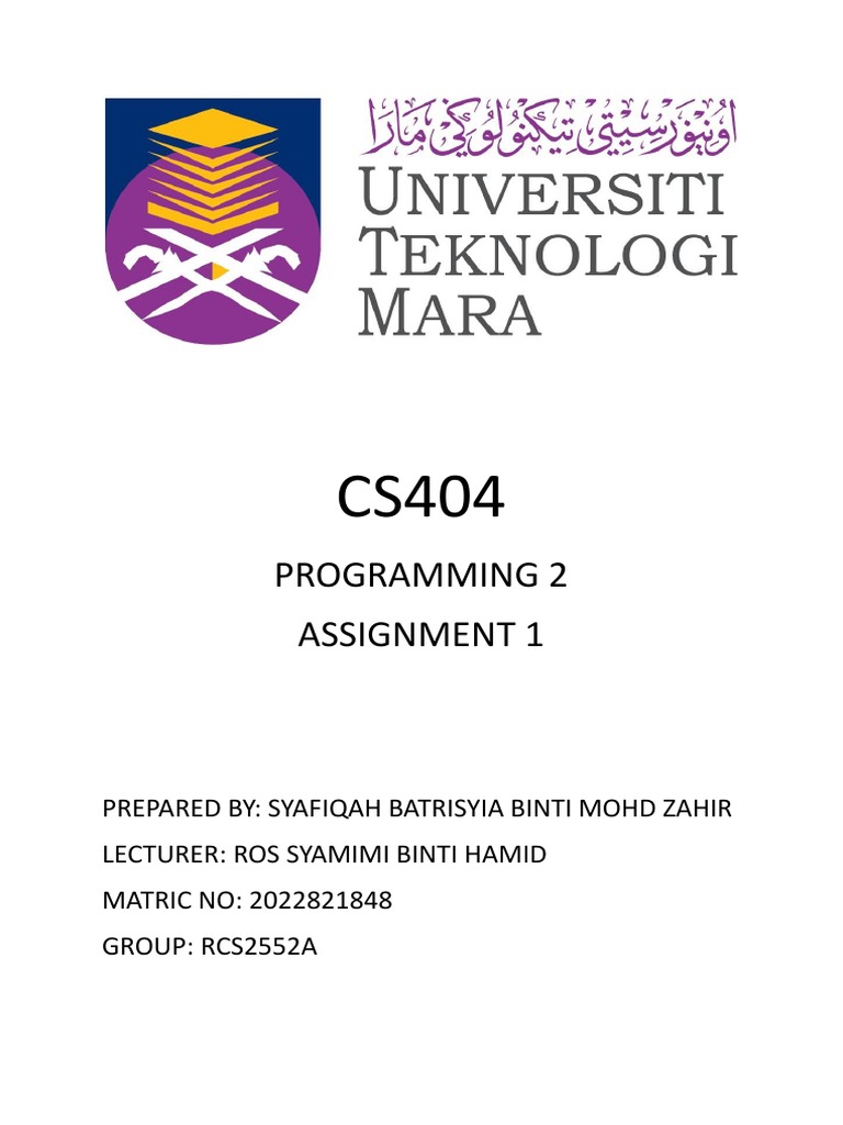Assignment 1 Csc404 (Syafiqah Batrisyia) | PDF | Computer Programming | Software Engineering