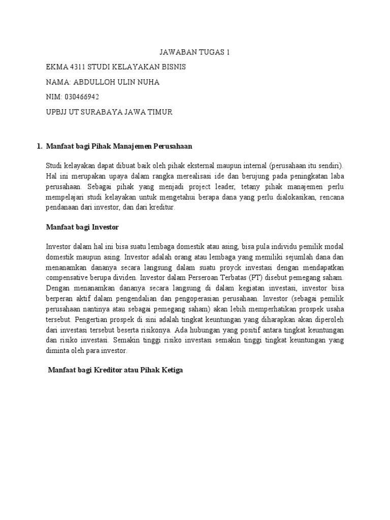 Jawaban Tugas 1 Ekma 4311 | PDF