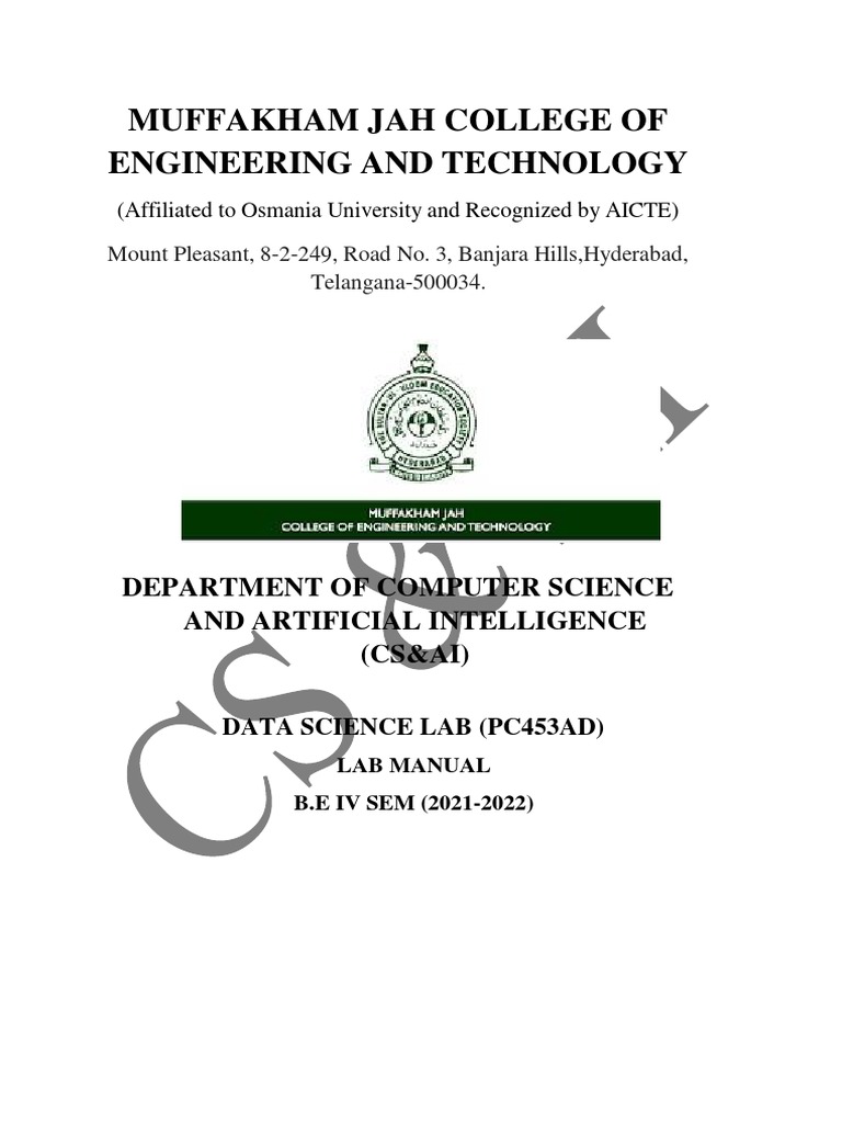 Data Science Lab Manual | Download Free PDF | Cluster Analysis | Covariance