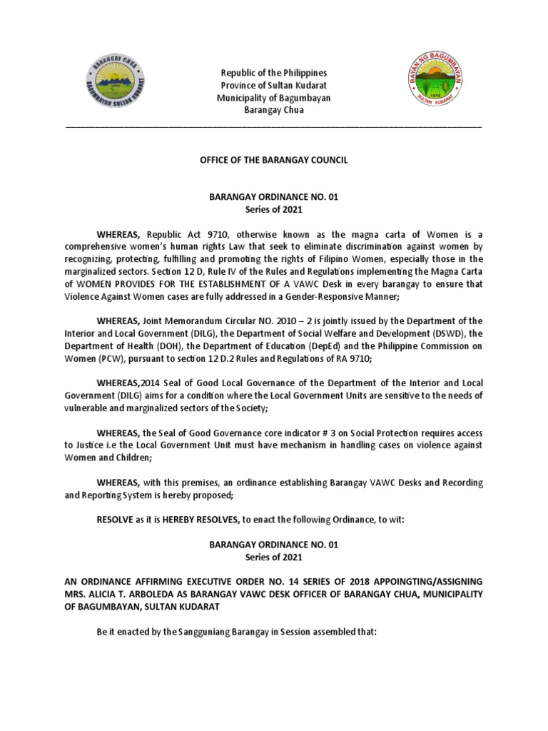 Ordinance Vawc | PDF | Domestic Violence | Violence