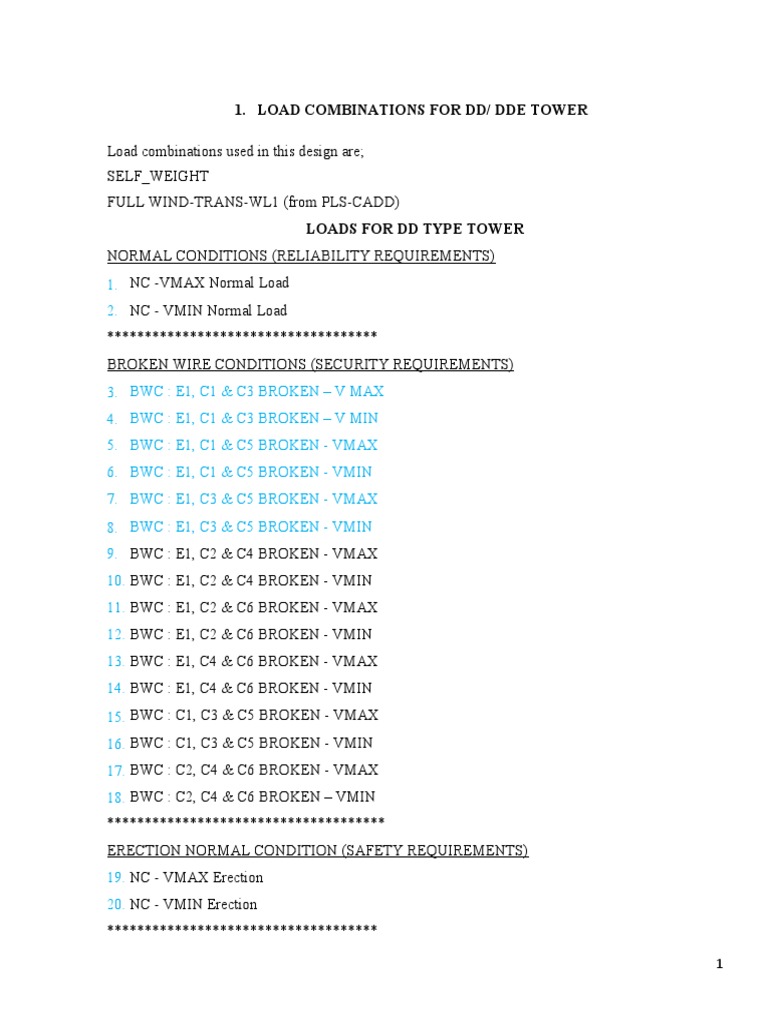 Load Cases For Transmission Tower | PDF