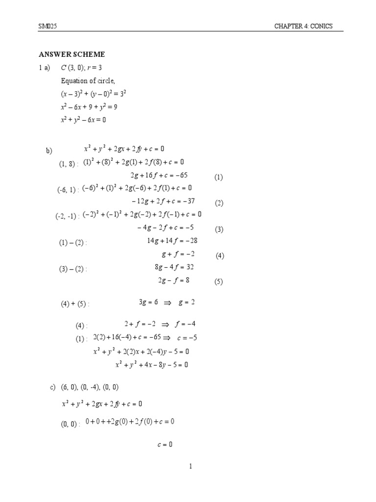 SOLUTION TUTO Dan Misc C4 - CONICS 21 - 22 | PDF | Circle | Geometric Objects