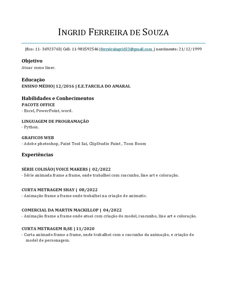Curriculo Ingrid | PDF