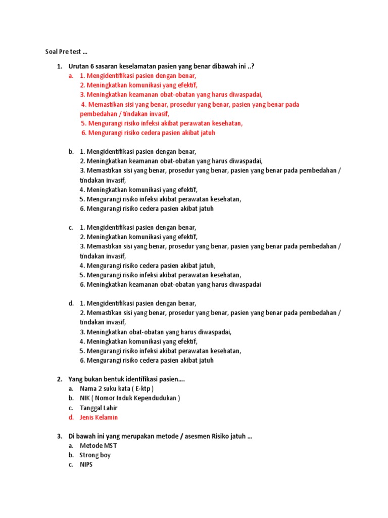 Soal Pre Test & Post Test SKP | PDF