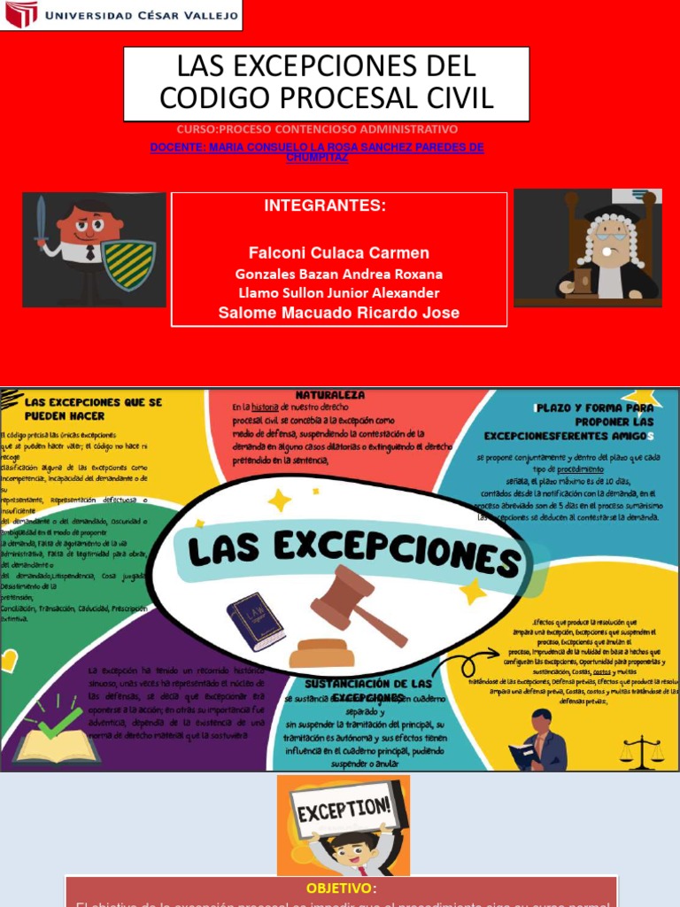 Excepciones en el Código Procesal Civil | PDF | Demanda judicial | Ley ...