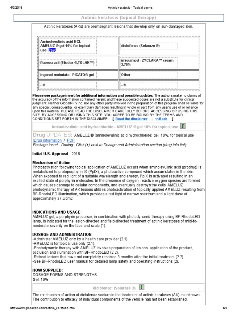 Actinic Keratosis - Topical Agents | PDF | Clinical Medicine | Diseases And Disorders
