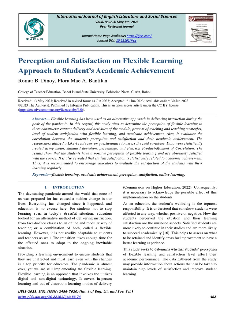 Perception and Satisfaction On Flexible Learning Approach To Student's Academic Achievement ...