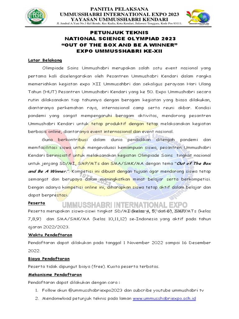 Juknis Olimpiade Ummusshabri 2023 | PDF