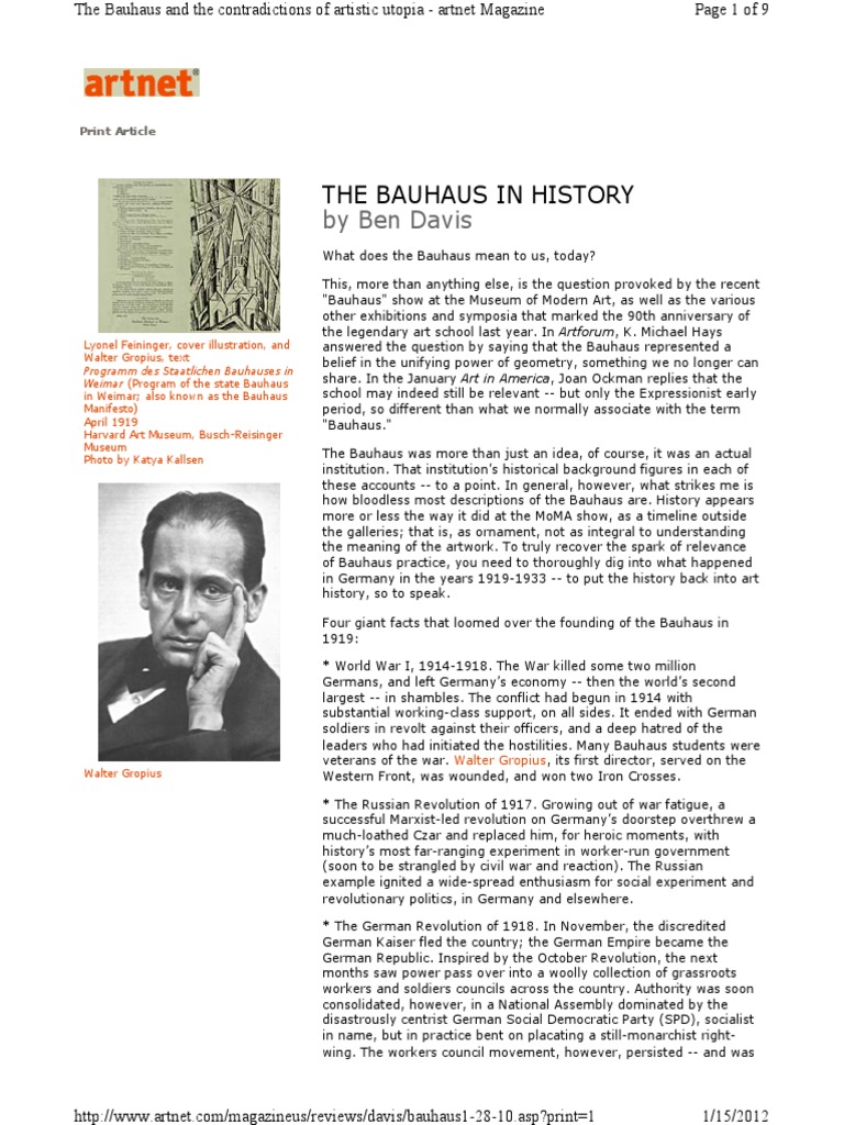The Bauhaus in History Artnet | PDF | Karl Marx | Socialism