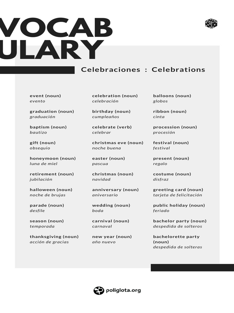 Vocabulario de Celebraciones en Inglés | PDF | Religión y espiritualidad