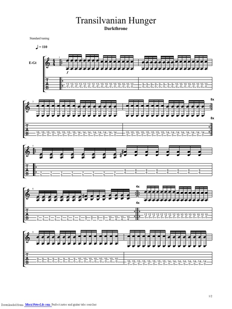 Darkthrone-Transilvanian Hunger | PDF | Guitar Family Instruments ...