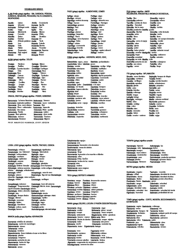 Vocabulario Básico Etimología | PDF