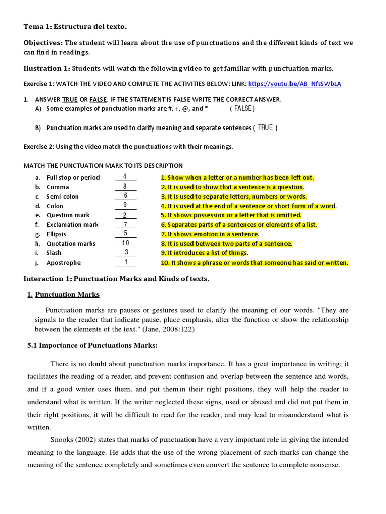 Tema 2 Estructura Del Texto | PDF | Punctuation | Sentence (Linguistics)
