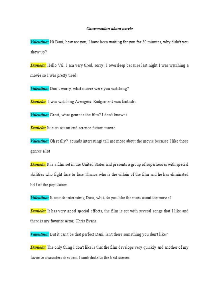 Conversation About Movies Unit 2. | PDF