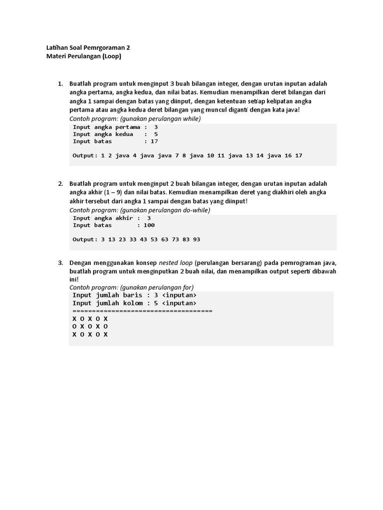 Latihan Soal Pemrgoraman 2 | PDF | Metode & Bahan Ajar